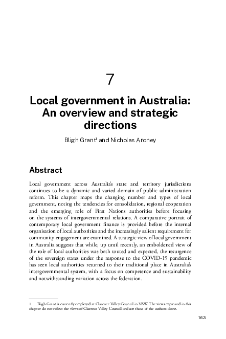 (PDF) Local government in Australia: An overview and strategic directions