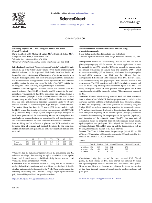 (PDF) Recording unipolar ECG leads using one limb of the Wilson Central ...