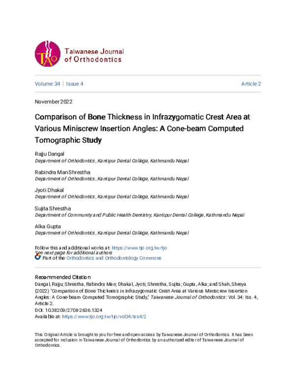 (PDF) Comparison of Bone Thickness in Infrazygomatic Crest Area at ...