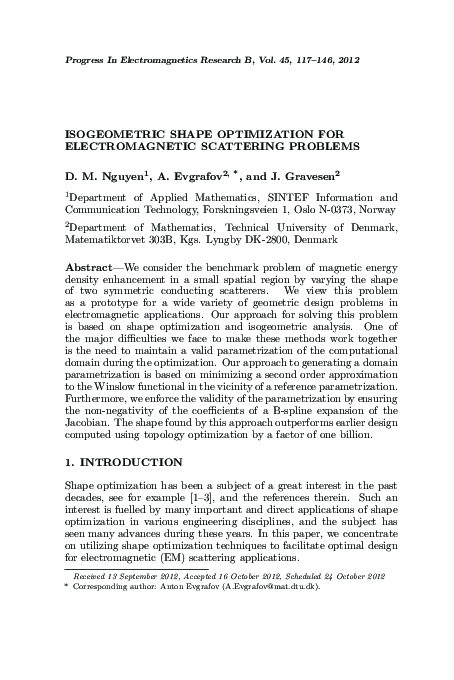 (PDF) Isogeometric Shape Optimization for Electromagnetic Scattering ...