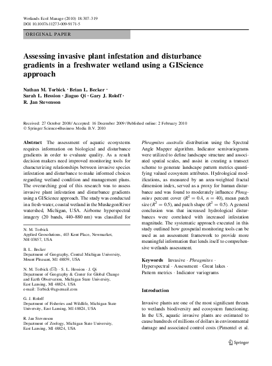 (PDF) Assessing invasive plant infestation and disturbance gradients in ...