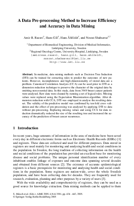 (PDF) A Data Pre-processing Method to Increase Efficiency and Accuracy ...