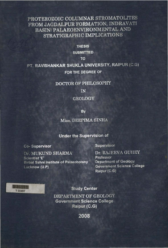 (PDF) Proterozoic columnar stromatolites from jagdalpur formation ...