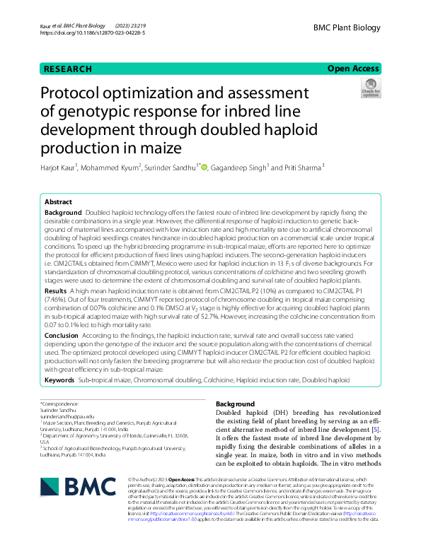 (PDF) Protocol optimization and assessment of genotypic response for ...