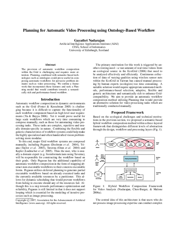 (PDF) Planning for automatic video processing using ontology-based workflow
