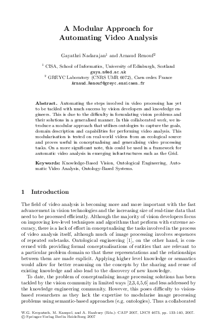 (PDF) A Modular Approach for Automating Video Analysis