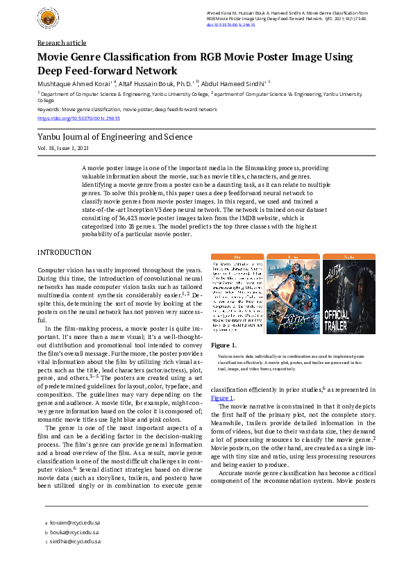 (PDF) Movie Genre Classification from RGB Movie Poster Image Using Deep ...