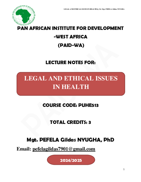 (PDF) LEGAL AND ETHICAL ISSUES IN HEALTH