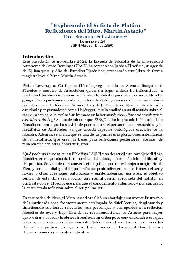 (PDF) Explorando El Sofista de Platón
