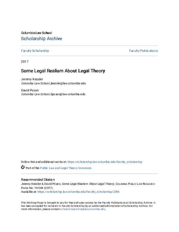 (PDF) Some Legal Realism About Legal Theory