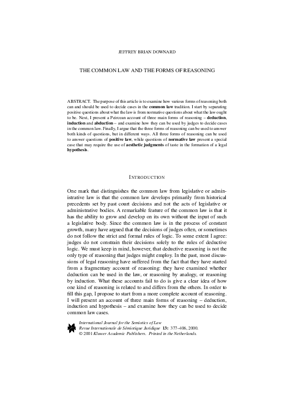 (PDF) The common law and the forms of reasoning
