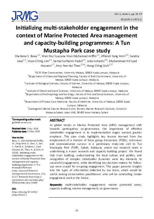 (PDF) Initializing multi-stakeholder engagement in the context of Marine Protected Area ...