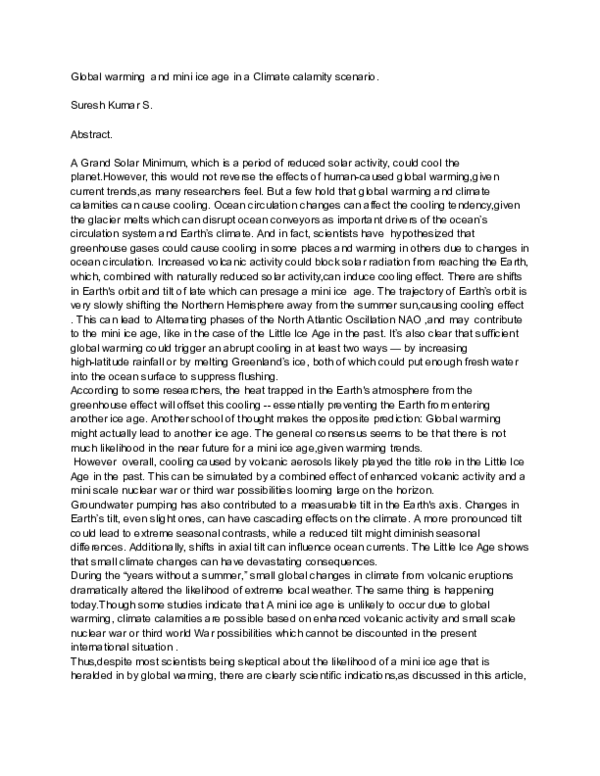 (PDF) Global warming and mini ice age in a Climate calamity scenario..