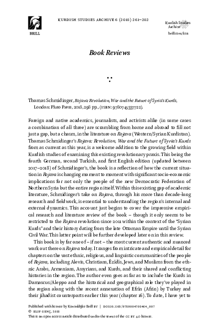 (PDF) Thomas Schmidinger, "Rojava: Revolution, War and the Future of Syria’s Kurds", London ...