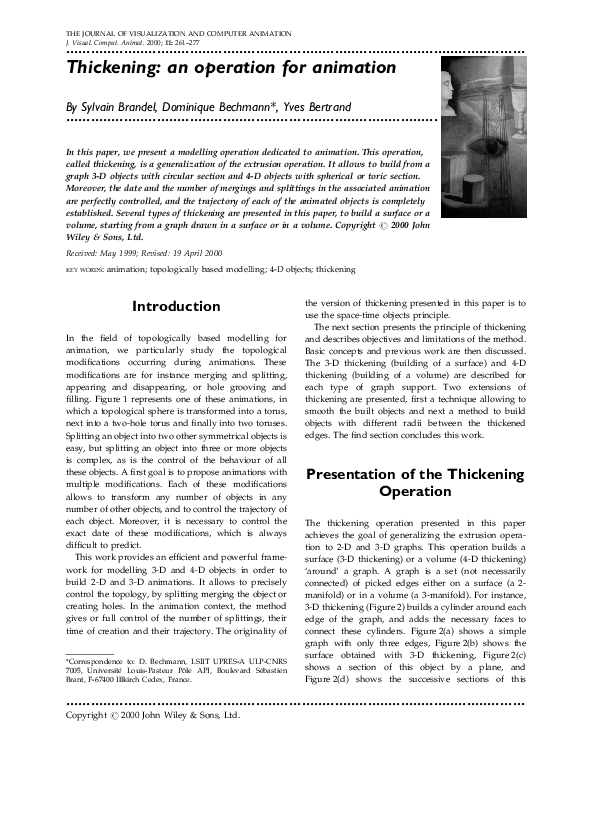 (PDF) Thickening: an operation for animation