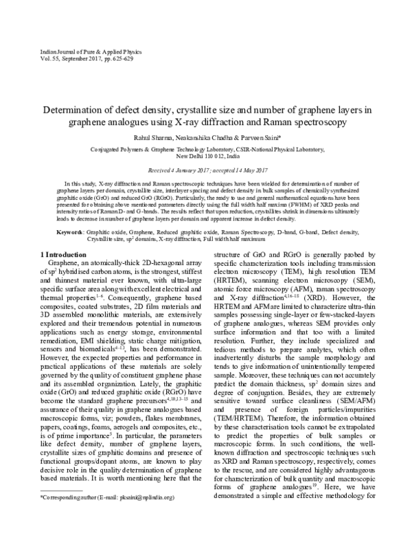 (PDF) Determination of defect density, crystallite size and number of ...