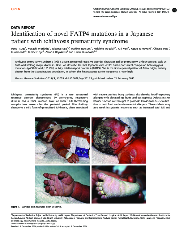 (PDF) Identification of novel FATP4 mutations in a Japanese patient ...