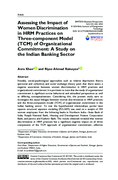 (PDF) Assessing the Impact of Women Discrimination in HRM Practices on Three-component Model ...