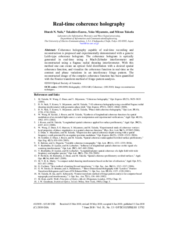 (PDF) Real-time Coherence Holography