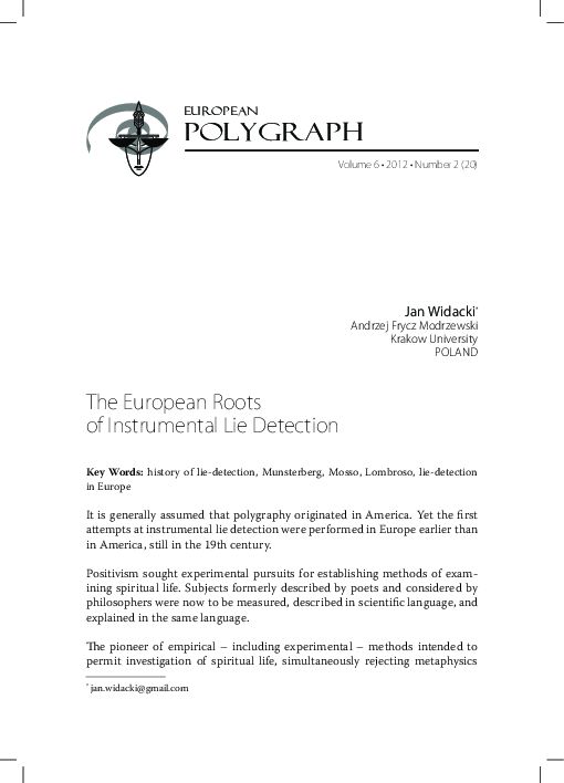 (PDF) The European Roots of Instrumental Lie Detection