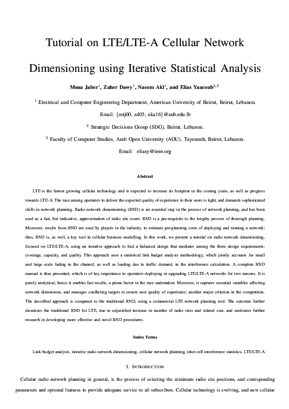 Pdf Tutorial On Ltelte A Cellular Network Dimensioning Using Iterative Statistical Analysis