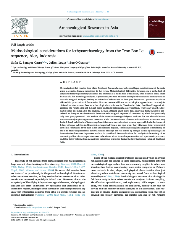 (PDF) Methodological considerations for icthyoarchaeology from the Tron ...