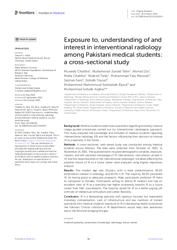 (PDF) Exposure to, understanding of and interest in interventional ...