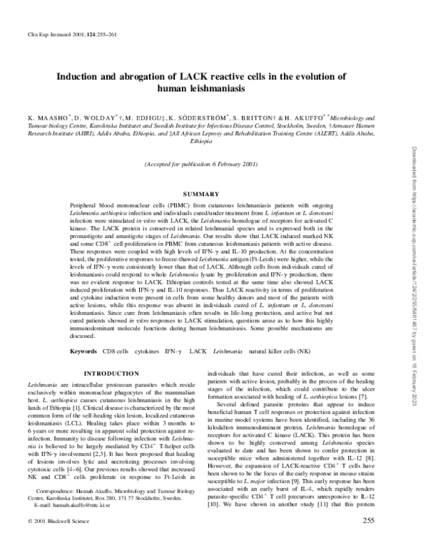 (PDF) Induction and abrogation of LACK reactive cells in the evolution ...