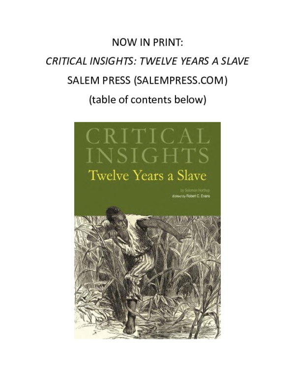(PDF) Critical Insights: Twelve Years a Slave