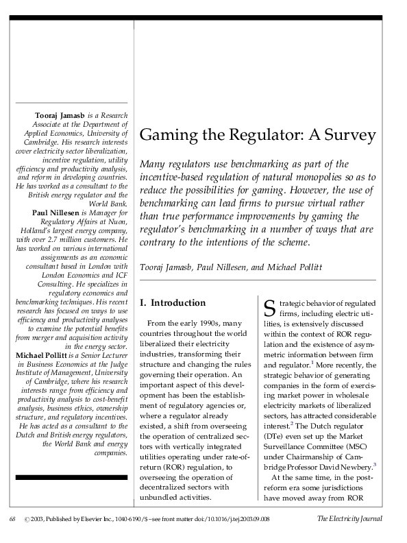 (PDF) Gaming the Regulator: A Survey