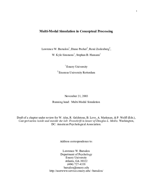 (PDF) Multimodal Simulation in Conceptual Processing