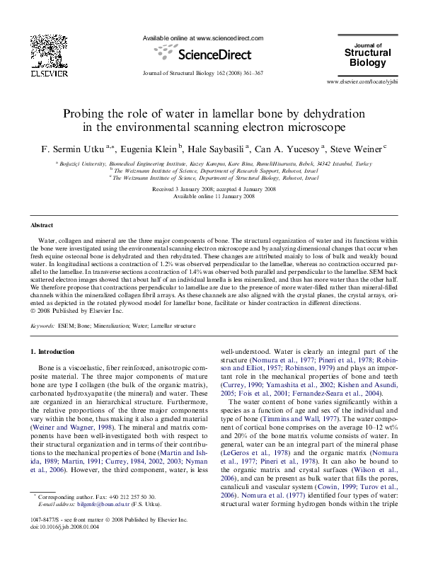 (PDF) Probing the role of water in lamellar bone by dehydration in the ...