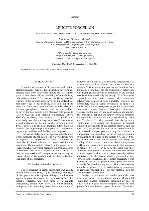 (PDF) Leucite Porcelain