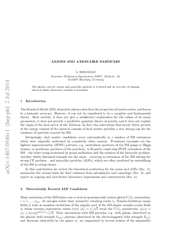 (PDF) Axions and Axion-Like Particles