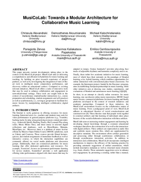 (PDF) MusiCoLab: Towards a Modular Architecture for Collaborative Music ...