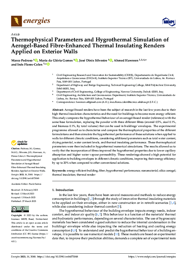 (PDF) Thermophysical Parameters and Hygrothermal Simulation of Aerogel ...