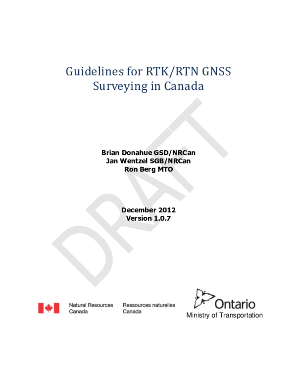 (PDF) Guidelines for RTK/RTN GNSS surveying in Canada