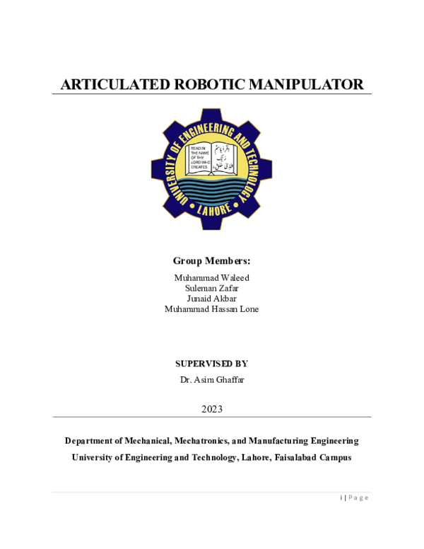 (PDF) Development and Implementation of a High-Payload, 5-DOF Articulated Robotic Manipulator ...