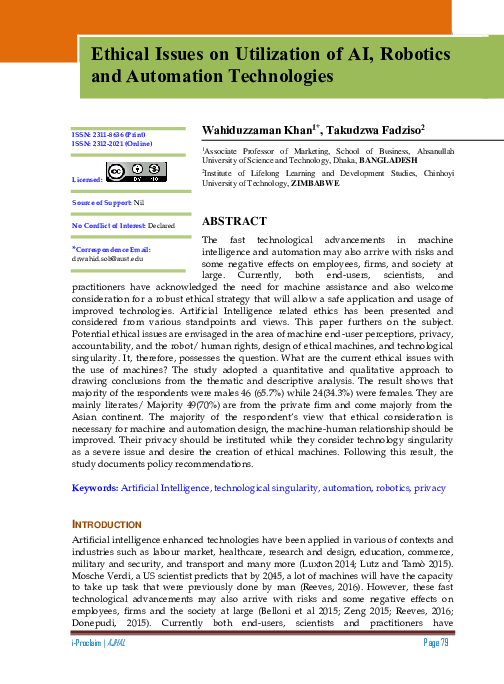 (PDF) Ethical Issues on Utilization of AI Robotics and A Copy