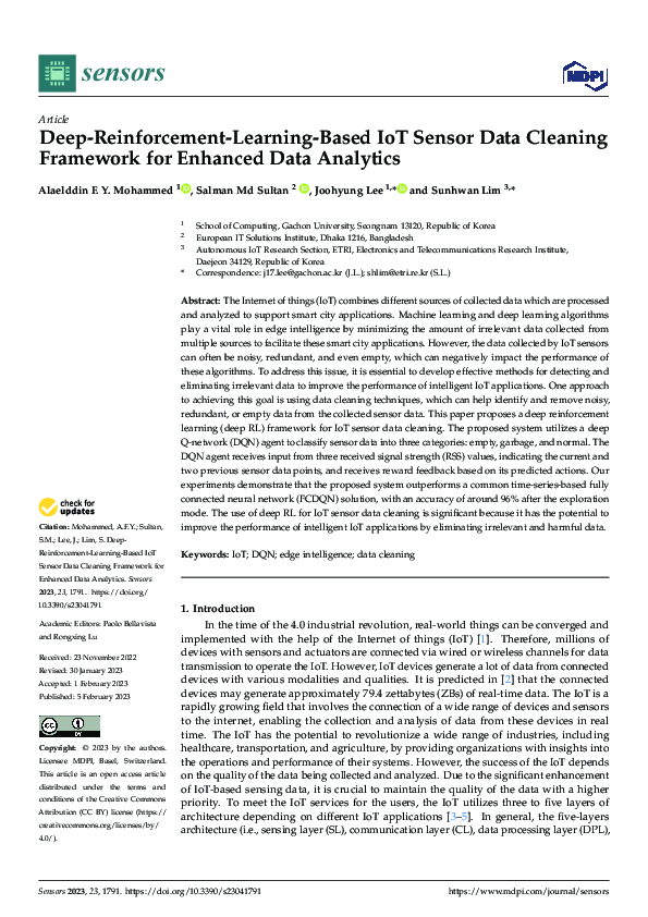 (PDF) Deep-Reinforcement-Learning-Based IoT Sensor Data Cleaning Framework for Enhanced Data ...