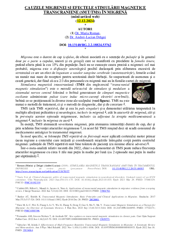 (PDF) (mini-web-article) CAUZELE MIGRENEI ȘI EFECTELE STIMULĂRII ...
