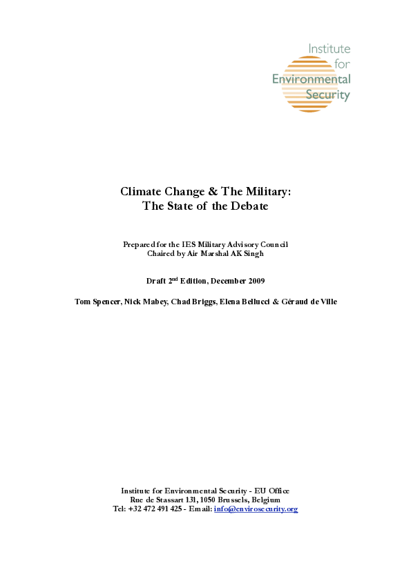 (PDF) Climate Change & The Military: The State of the Debate