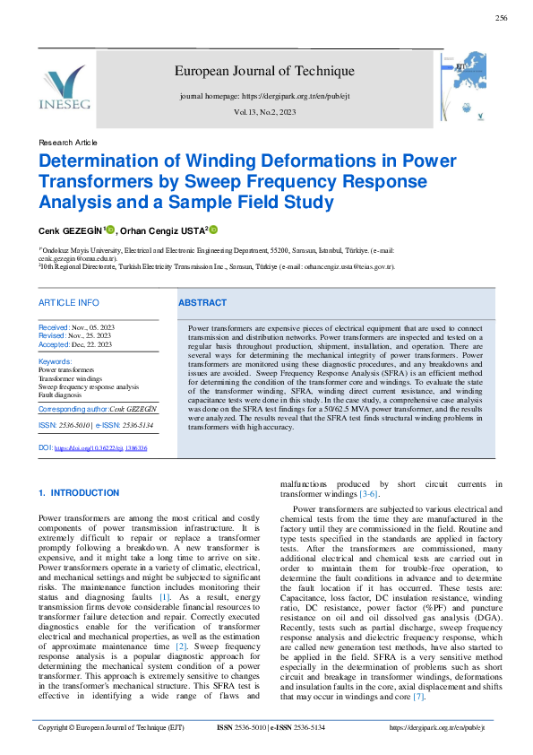 (PDF) Deformations in Power Transformers by Sweep Frequency Response Analysis and a Sample Field ...