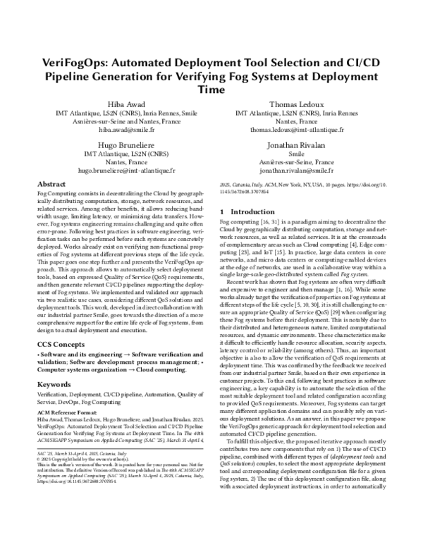 (PDF) VeriFogOps: Automated Deployment Tool Selection and CI/CD Pipeline Generation for ...