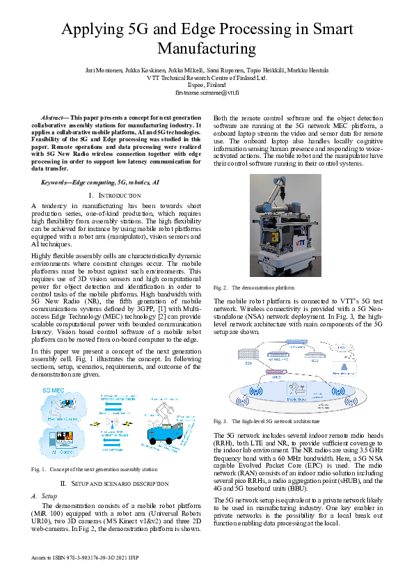 (PDF) Applying 5G and Edge Processing in Smart Manufacturing