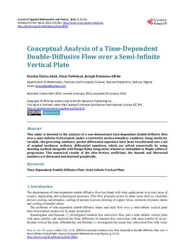 (PDF) Time-Dependent Double-Diffusive Flow Analysis