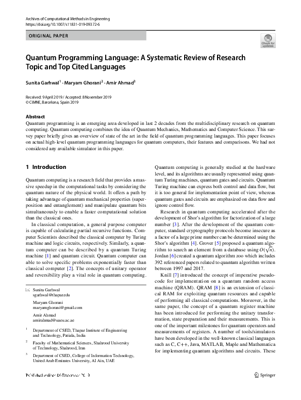 (PDF) Quantum Programming Language: A Systematic Review of Research ...