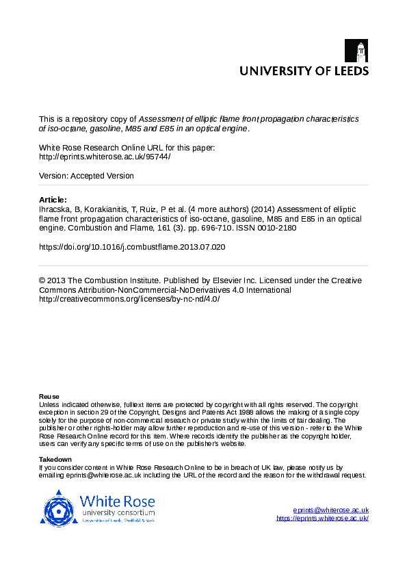 (PDF) Assessment of elliptic flame front propagation characteristics of iso-octane, gasoline ...