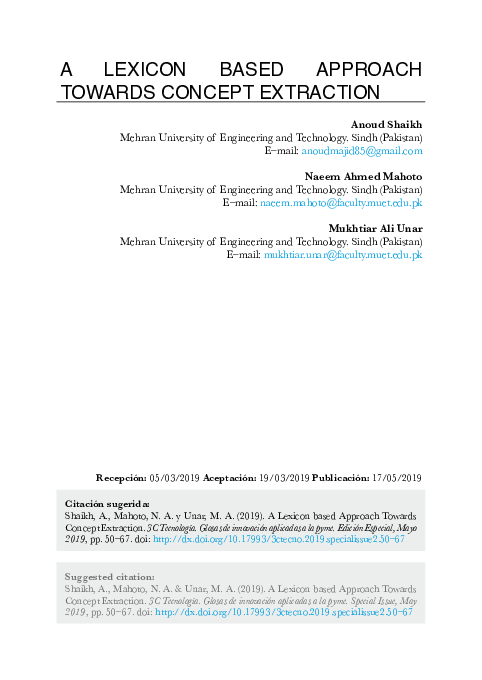 (PDF) A Lexicon based Approach Towards Concept Extraction