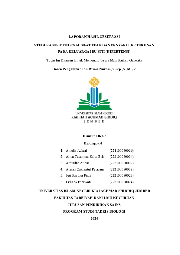 (PDF) LAPORAN STUDI KASUS GENETIKA BIO 2 KEL 4